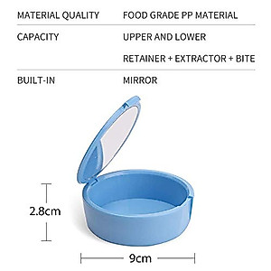 Y-Kelin 2 Pack Retainer Case with Mirror Retainer Container Partial Denture Storage Box (Light blue+White)