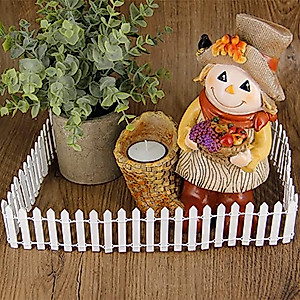 Prsildan 40 Inches Miniature Fairy Garden Fence, DIY Wood Picket Fence Mini Ornament for Dollhouse