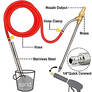 Pressure Washer Sandblasting Kit, 5000 PSI Wet Sandblaster Attachment, Power Washer Sandblasting with Replacement Ceramics Nozzle, 1/4 Inch Quick Disconnect Sandblasting Kit