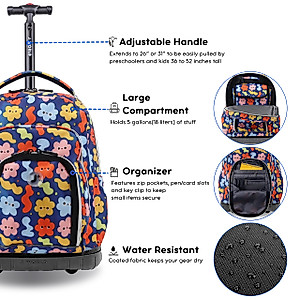 J World New York Kids' Lollipop Rolling Backpack & Lunch Bag Set, Elephant, One Size