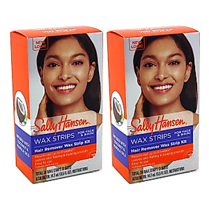 Sally Hansen Hair Remover Wax Strip Kit BroWith Face/Bikini, 1 Count (Pack of 2)