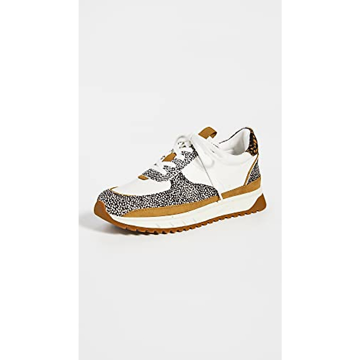 Madewell Kickoff Trainer Sneakers in Leather and Spot Mix Calf Hair Olive Grove Multi Spot Dot 6.5 M