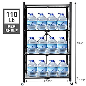 Citylife 4-Tier Storage Shelves with Wheels Foldable Shelving Unit Heavy Duty Garage Metal Storage Rack Kitchen Shelf for Storage