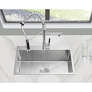 MENATT 28 Inch Drop-in Kitchen Sink, 304 Stainless Steel Topmount Handmade Kitchen Sink, Single Bowl Workstation Sink with Drain Kit (Brushed), 28"x18"x9"