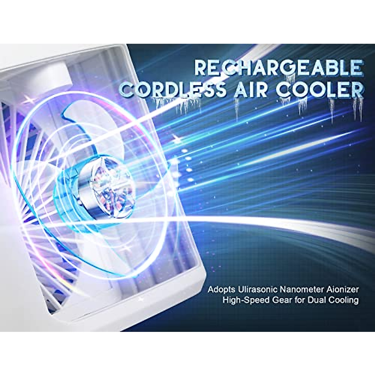 Chill2.0 Mini Air Conditioner with 700ML, Portable Air Conditioner, Evaporative Air Cooler, 3 Speeds Personal Space Cooler Humidifier, Small Portable AC Desk Spray Fan for Home Office Room