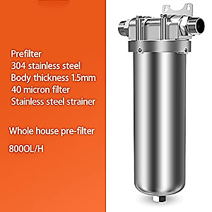 CJGS Prefilter Filtration,40 Micron Pre-Filtratio,Whole House Water Purifier- Well Water Sediment Filter Can Improve The Water Supply System of The Entire Family - 8000L Large-Flow