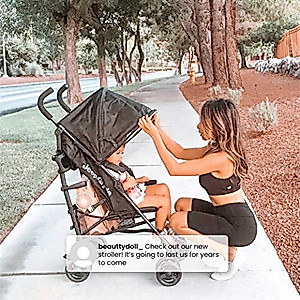 Jeep PowerGlyde Plus Stroller by Delta Children - Lightweight Travel Stroller with Smoothest Ride, Aluminum Frame, 4-Position Recline, Extra Large Storage Basket, Black