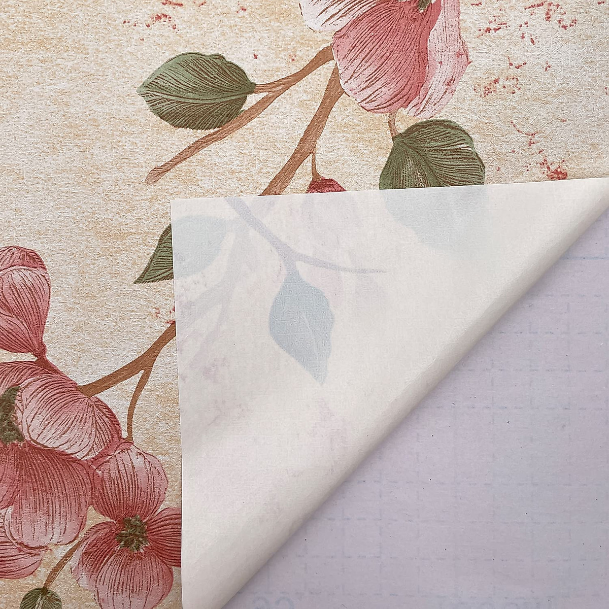 Yifasy Drawer Shelf Liner Rustic Floral Self-Adhesive Furniture Inner Lining Paper Sheet Removable Wallpaper Roll 118x18 Inch