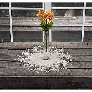 Lace Doily Neutral Earth Tones Table Topper Scarf Place Mat Round Doily (15 inch Round)