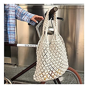 TKFDC Summer Beach Bucket Cotton Hollow Out Casual Solid Hollow Out Soft High-Capacity Shoulder Bag Handbag (Color : E, Size : 1)