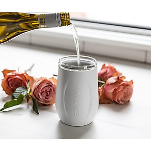 Vinglacé Stainless Steel Stemless Wine Glass- Insulated Wine Tumbler with Glass Insert and Sip Lid, 10 oz, Sea Glass