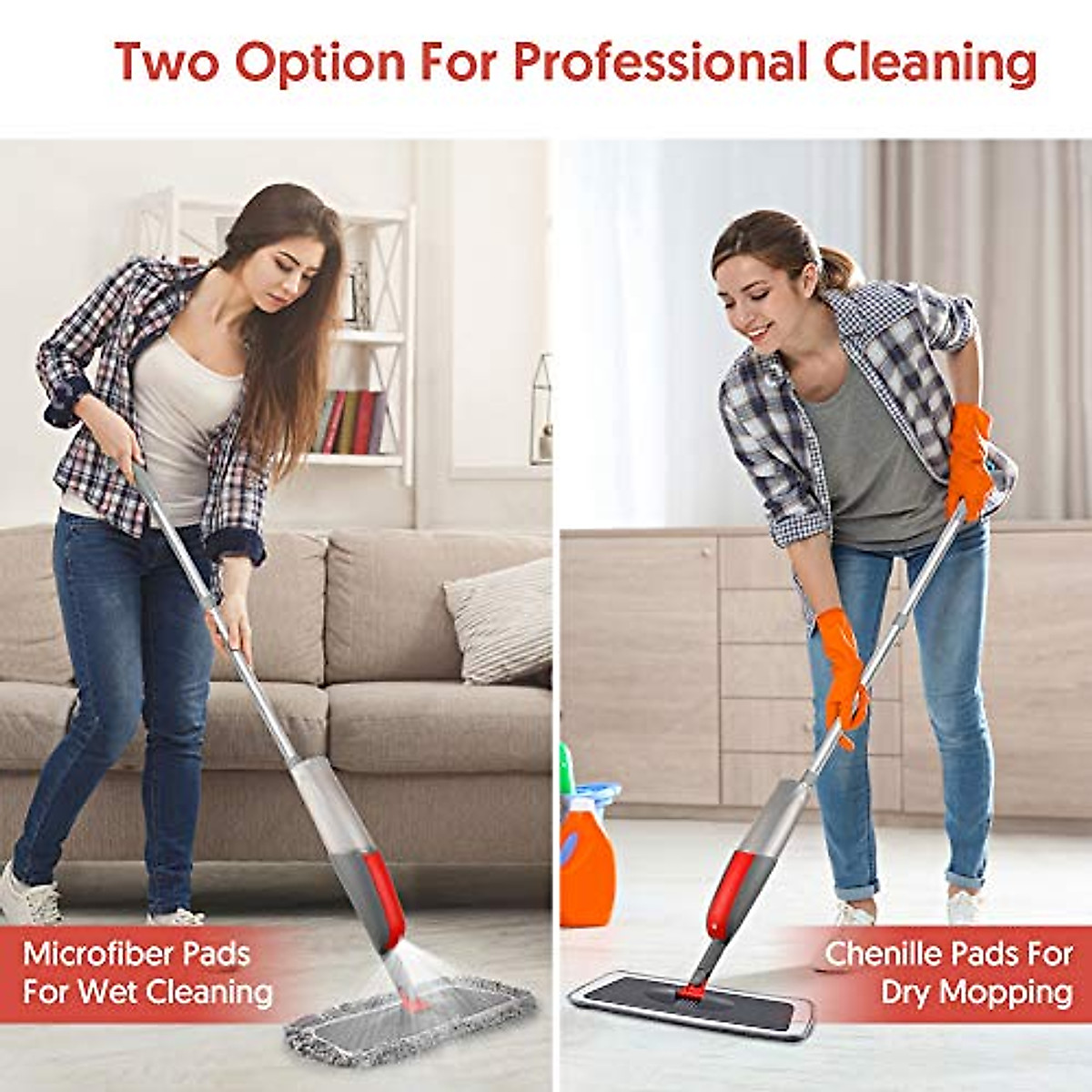 Spray Mops for Floor Cleaning Microfiber Floor Mops with 3 Washable Reusable Pads A Refillable Bottle and Scrubber MEXERRIS Dry Wet Flat Mop with Sprayer for Hardwood Laminate Wood Floor Cleaning