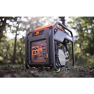 WEN GN400i RV-Ready 4000-Watt Open Frame Inverter Generator, CARB Compliant, Black/orange & GNA50i 50-Amp 6000-Watt Parallel Connection Kit for Inverter Generators, Black