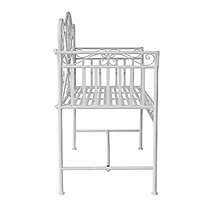 Outsunny 43" Cast Iron Antique Outdoor Patio Garden Bench Seat - Cream White