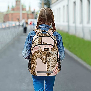 Vozoza Giraffes Animal Backpack for Girls Kids Boys School Bookbags,Student Laptop Backpack Carrying Bag Casual Lightweight Travel Sports Day Packs