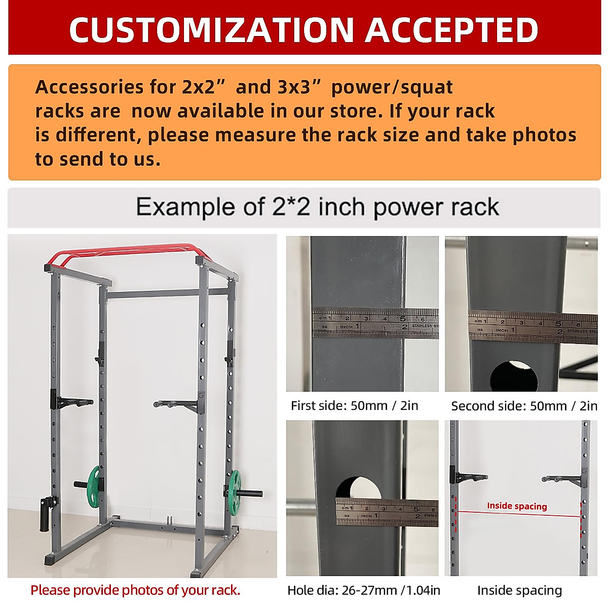 SYL Fitness Olympic Weight Plates Holder Power Rack Attachment Weights Storage Rack, Fit 3x3" Rack (All Hole Size)