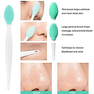 Silicone Lip Brush Set, 2pcs Silicone Exfoliating Lip Brush Double-sided Lip Scrubber & 2pcs Silicone Lip Balm Brush Makeup Brush Applicator Tools