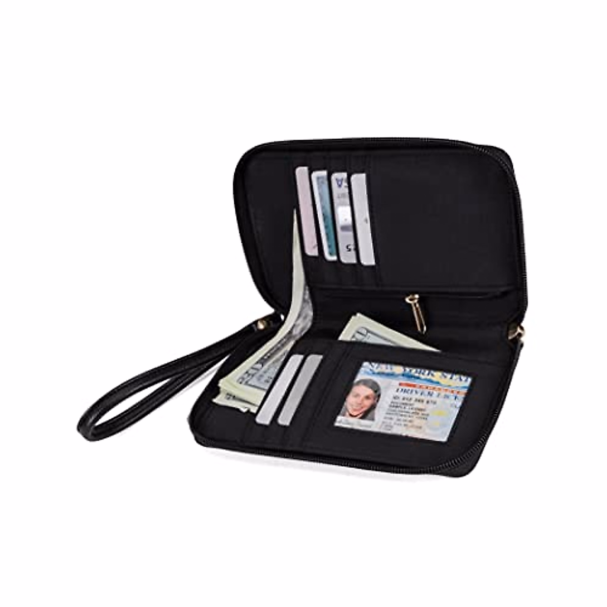 Mundi Jacqui Vegan Leather RFID Womens Crossbody Cell Phone Purse Holder Wallet ((Black))
