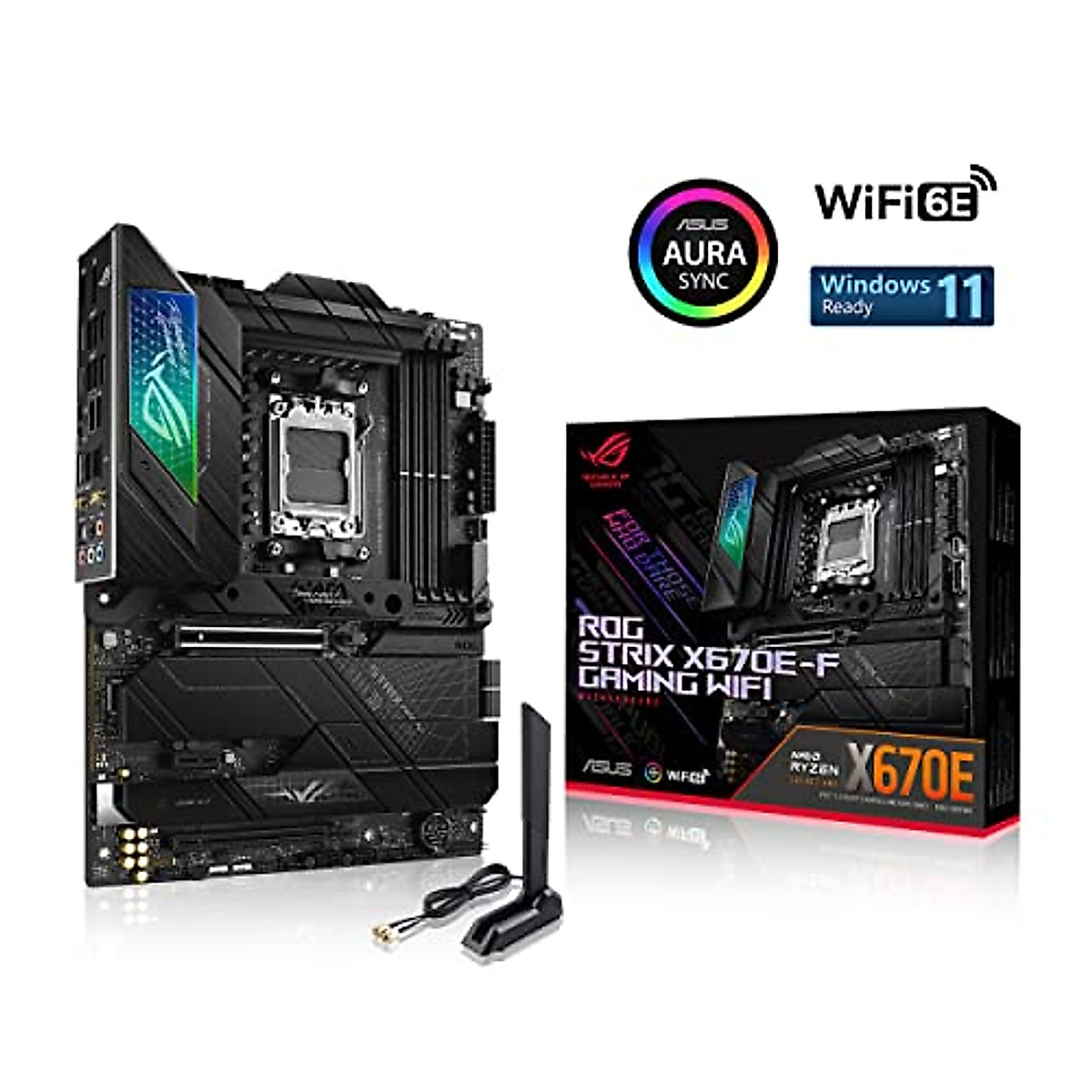 ASUS ROG Strix X670E-F Gaming WIFI6E Socket AM5 (LGA 1718) Ryzen 7000 Gaming Motherboard(PCIe 5.0, DDR5,16 + 2 Power Stages,Four M.2 Slots with heatsinks,USB 3.2 Gen 2x2,AI Cooling II, and Aura Sync)