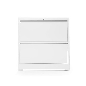 Aobabo 28.25 Inch Long Locking 2 Drawer Anti-Tilt Metal Office Storage Filing Cabinet with File Hanging Bar and 2 Keys, White