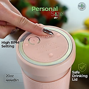 Nurtured Effect Portable Blender for Shakes and Smoothies, Personal Blender Cup, Fresh Juice Blender Bottle, Travel Blender made with BPA-Free Materials, USB Rechargeable, Mini Blender for Juice or Smoothies, Smoothie Maker