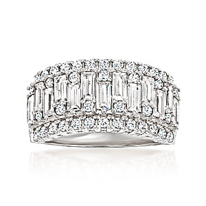 Ross-Simons 2.40 ct. t.w. Baguette and Round CZ Ring in Sterling Silver. Size 8