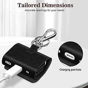 Fintie Case for AirPods Pro 2nd Generation (2022) / AirPods Pro (2019), Premium PU Leather Magnet Closure Protective Portable Cover with Metal Clasp and Keychain, Black