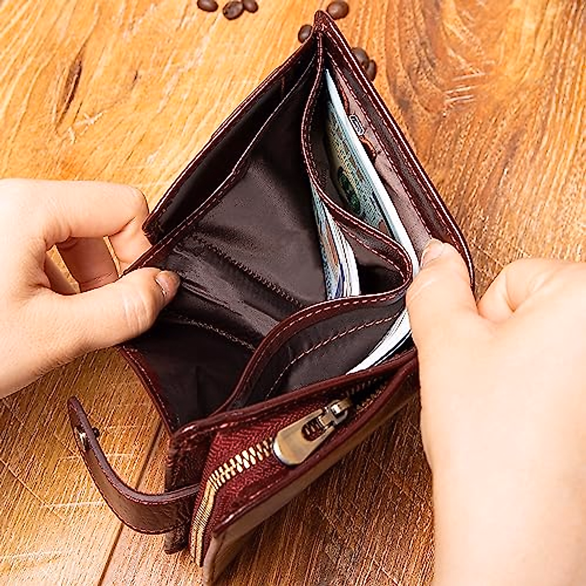 Anti-Lost Bluetooth Wallets Tracker Wallet Position Record Via Phone GPS Mens Wallets Bifold Leather