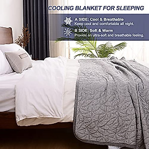 SOCHOW Cooling Blanket for Bed, Lightweight Breathable Soft Double Side Summer Blanket for Adults Baby Kids, Grey 60 × 80 Inches