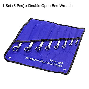 uxcell 45-Degree Offset Box End Wrench Set, 5.5-24mm Metric CR-V Steel with Rolling Pouch, 8-Piece