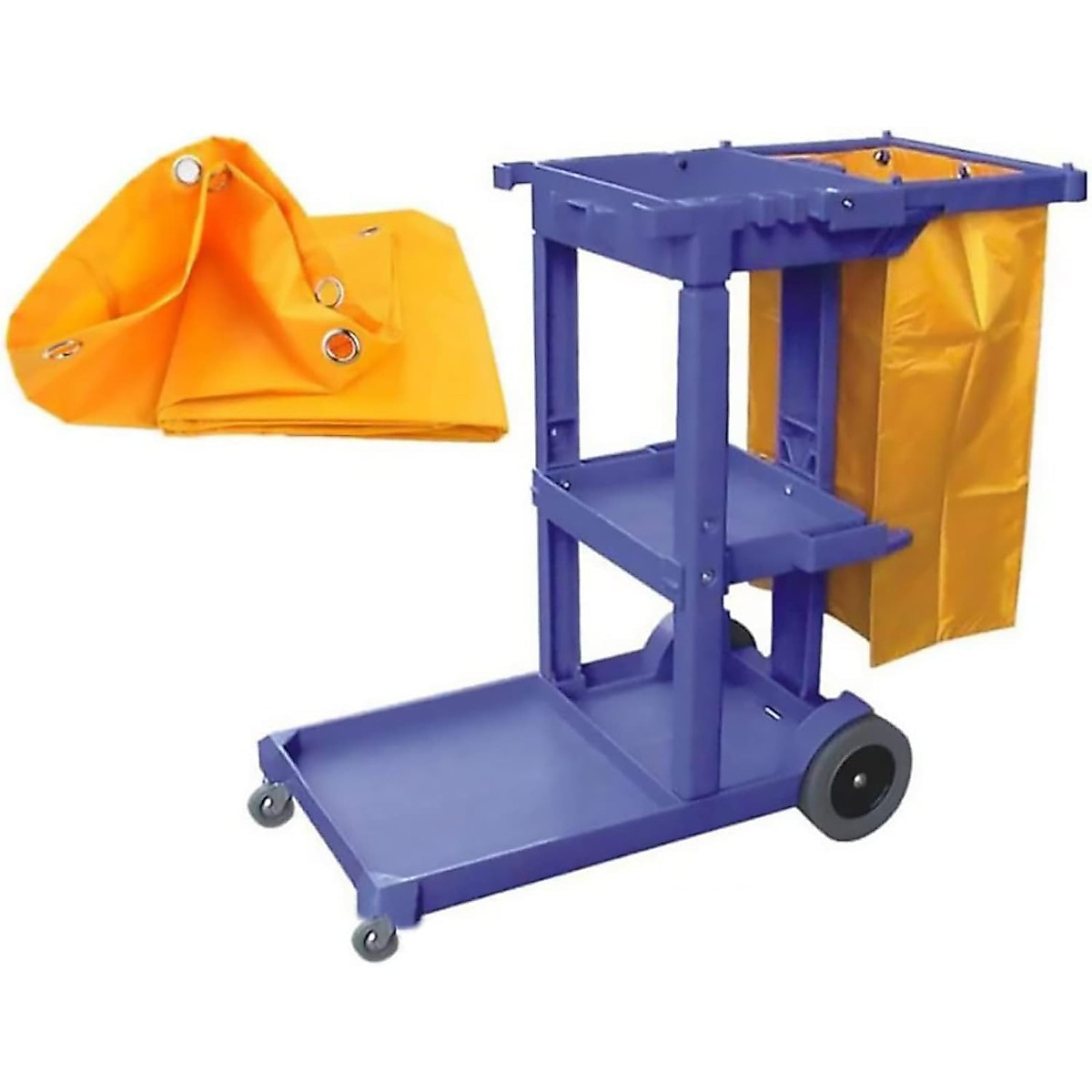 Replacement Janitorial Cart Bag-16 x 11 x 27inches, High Capacity Waterproof Thickened Housekeeping Commercial Janitorial Cleaning Cart Bag with 6 Brass Grommets - 23 Gallon (Yellow)