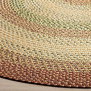 SAFAVIEH Braided Collection 5' Round Rust / Multi BRD303A Handmade Country Cottage Reversible Area Rug