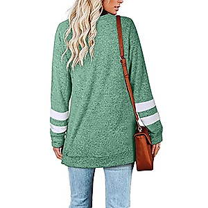 Aokosor Womens Sweatshirt Fall Long Sleeve Tops Casual V Neck Shirts Green S