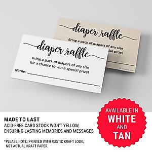 321Done Diaper Raffle Tickets, Made in USA - 3.5x2 White, With Name Line, Baby Shower Game, Enter to Win Drawing, Prize, Small - Set of 50
