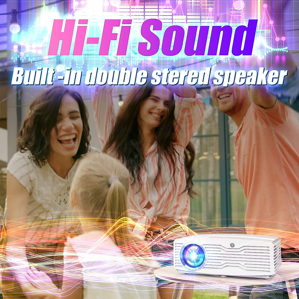 DR.J Professional Native 1080P 5G WiFi Projector, 9500 Lumens 300” Display Outdoor Projector, 350 ANSI, 4K Supported, Home Projector for iOS/Android/TV Stick