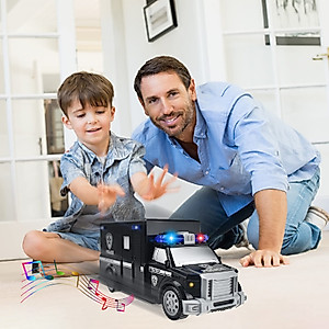CYKT 3-7 Year Old Boy Police Car Toy, LED Music Electric Universal Wheel Police Car Toy, 3-10 Year Old Boy and Girl Police Car Toy Gift