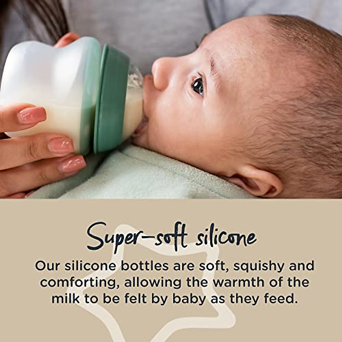 Tommee Tippee Baby’s Choice Bottle Set, 1x Closer to Nature, 1x Advanced Anti-Colic, 1x Silicone Baby Bottle, Breast-Like Nipples, 5fl oz, 0m+