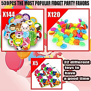 539 PCS Party Favors for Kids 3-5 4-8-12, Fidget Toys Pack, Birthday Gift Toys, Stocking Stuffers, Valentine's Day Party Toys Assortment, Easter toys, Treasure Box Birthday Party, Goodie Bag Stuffers for Kids, Carnival Prizes, Pinata Fille Stuffers Toys f