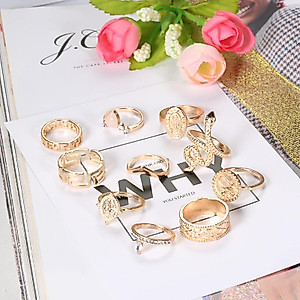 Zeshimb Boho Crystal Stackable Rings Vintage Snake Finger Rings Sparkling Rhinestone Knuckle Rings Gold Serpent Finger Rings Jewelry for Women and Girls