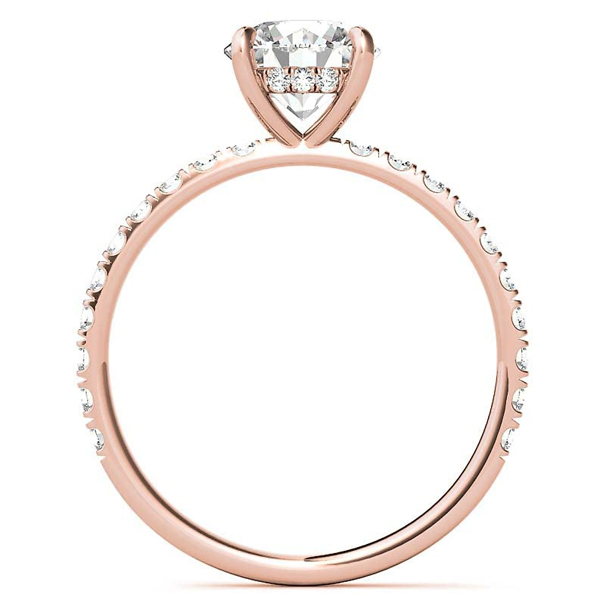 10K Solid Rose Gold Handmade Engagement Ring 1.00 CT Round Cut Moissanite Diamond Solitaire Wedding/Bridal Ring Set for Women/Her, Classic Ring Gifts for Her