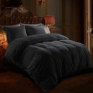 BEDSUM Luxury Crystal Velvet Bedding Duvet Cover Set, 3 Pieces Zippered Flannel Comforter Cover Set, King, 104"x90", Charcoal Grey