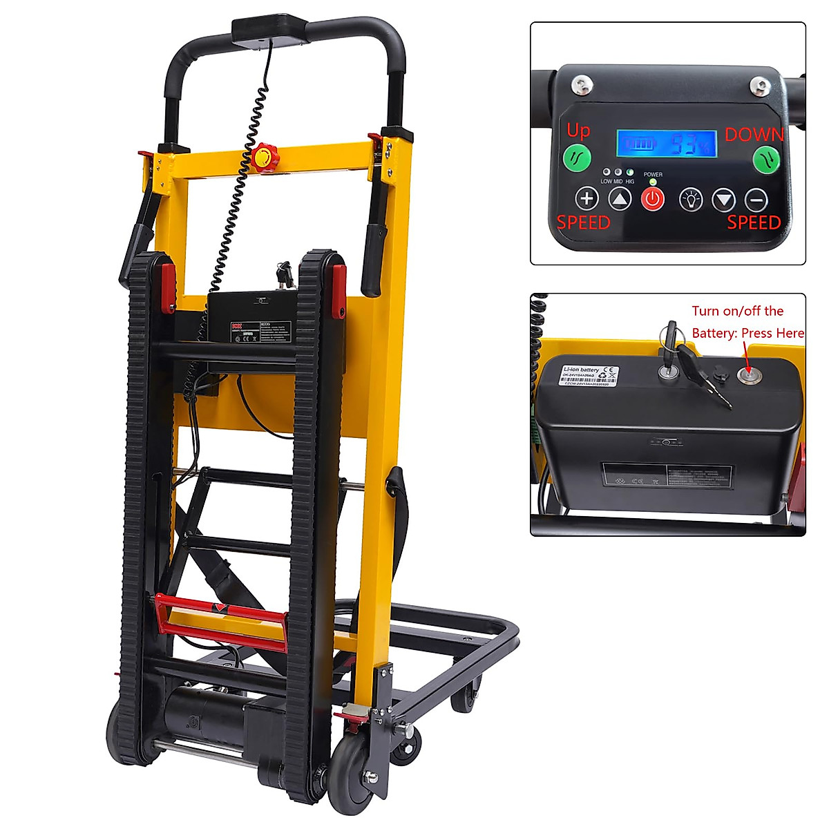 Electric Stair Climbing Hand Trucks, 330.7lbs Heavy Duty Capacity Roll Luggage Cart Battery Powered Stair Climber Cart for Business Travel, Shopping, Cargo Handling, Luggage Handling