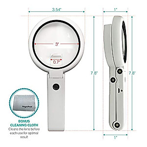 Magnifying Glass with 8 LED Lights, Handsfree Magnifier, [5X+11X] Dual Magnification Lens, Gentle & Bright Light Settings- Ideal for Reading Books, Jewlery, Coins, Craft & Hobbies…