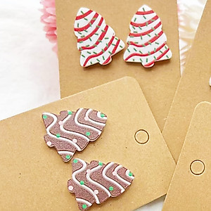 2Pcs Christmas Tree Cake Earrings for Women Christmas Tree Snowflake Acrylic Stud Earrings Christmas Holiday Jewelry for Womens Gift (tree)