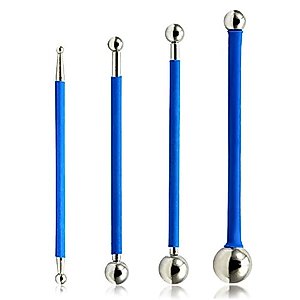 SPEEDWOX Caulking Tool Metal Ball 4 Pcs Polymer Clay Tool Kit Grout Finisher for Tile Grout Coating Sealant Finishing Fondant Cake Paper Flower Decorating Sculpture Modeling Craft DIY Tool Set