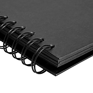 Paper Junkie Hardcover Scrapbook - Blank Wedding Guest Book, DIY Photo Album, Black Spiral Bound Cardboard Cover Sketchbook for Kids Craft, Diary Journal - Square - 40 Sheets - 12x12