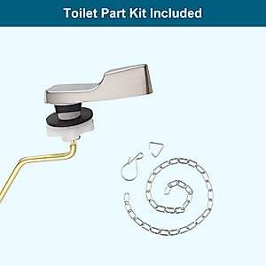 Hygie Rinse Universal Toilet Handle Replacement, Brushed Nickel Side Mount Toilet Trip Lever Repair Kit with Flapper Chain, Compatible with American Standard/Mansfield Toilet