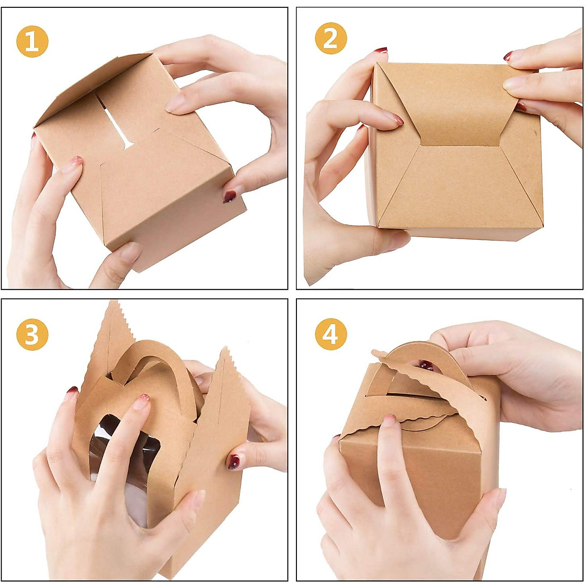 NPLUX Cupcake Boxes,60pcs Single Cupcake Carrier with Window Inserts for Bakery Wrapping(Brown)