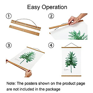 FALAMON 2 Pack Magnetic Poster Hanger Frame, 12x16 12x18 12x24 Teak Wood Magnet Poster Frame for Posters, Prints, Photos, Pictures, Maps, Scrolls, and Canvas Artwork