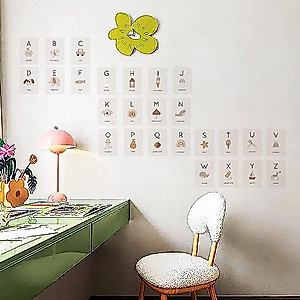 Alphabet Wall Decals Boho Style Letter Wall Stickers Peel and Stick Removable Wall Stickers for Kids Nursery Bedroom Living Room Décor